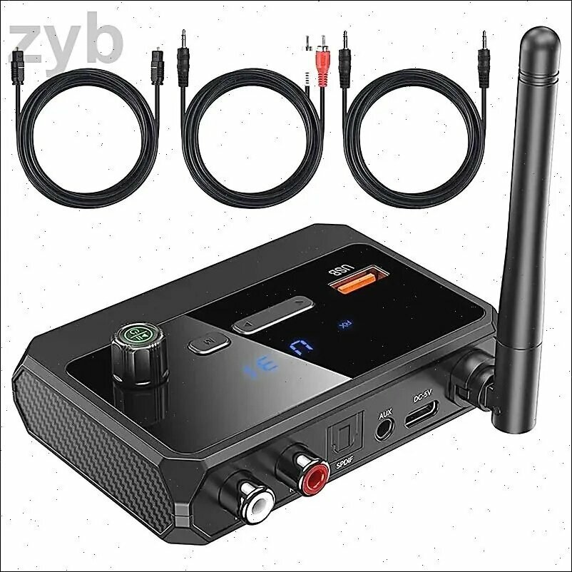 Адаптер Bluetooth для стереоресивера - ресивер 5.3, беспроводной аудиоадаптер домашней стереосистемы (Цвет товара: черный)