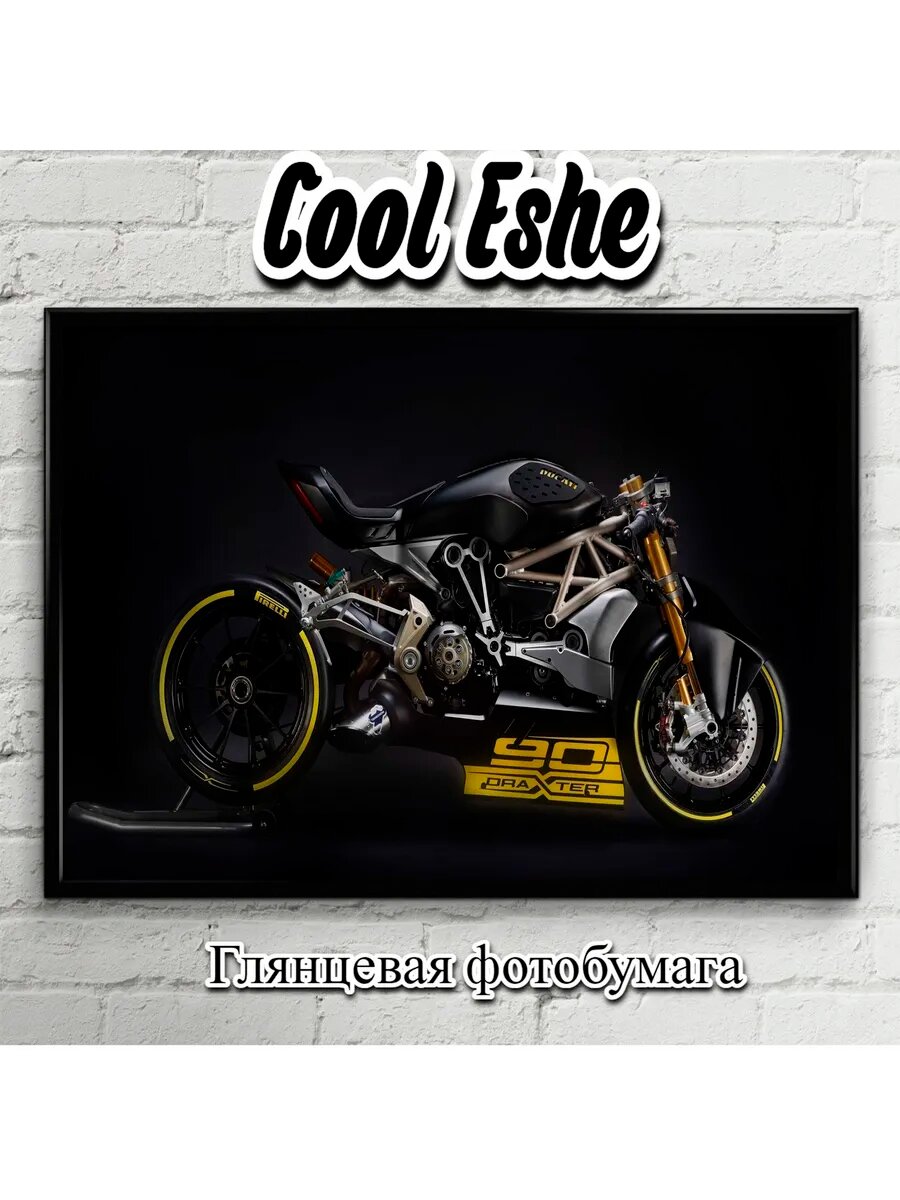 Плакат "ducati diavel draxter, черный фон" А3