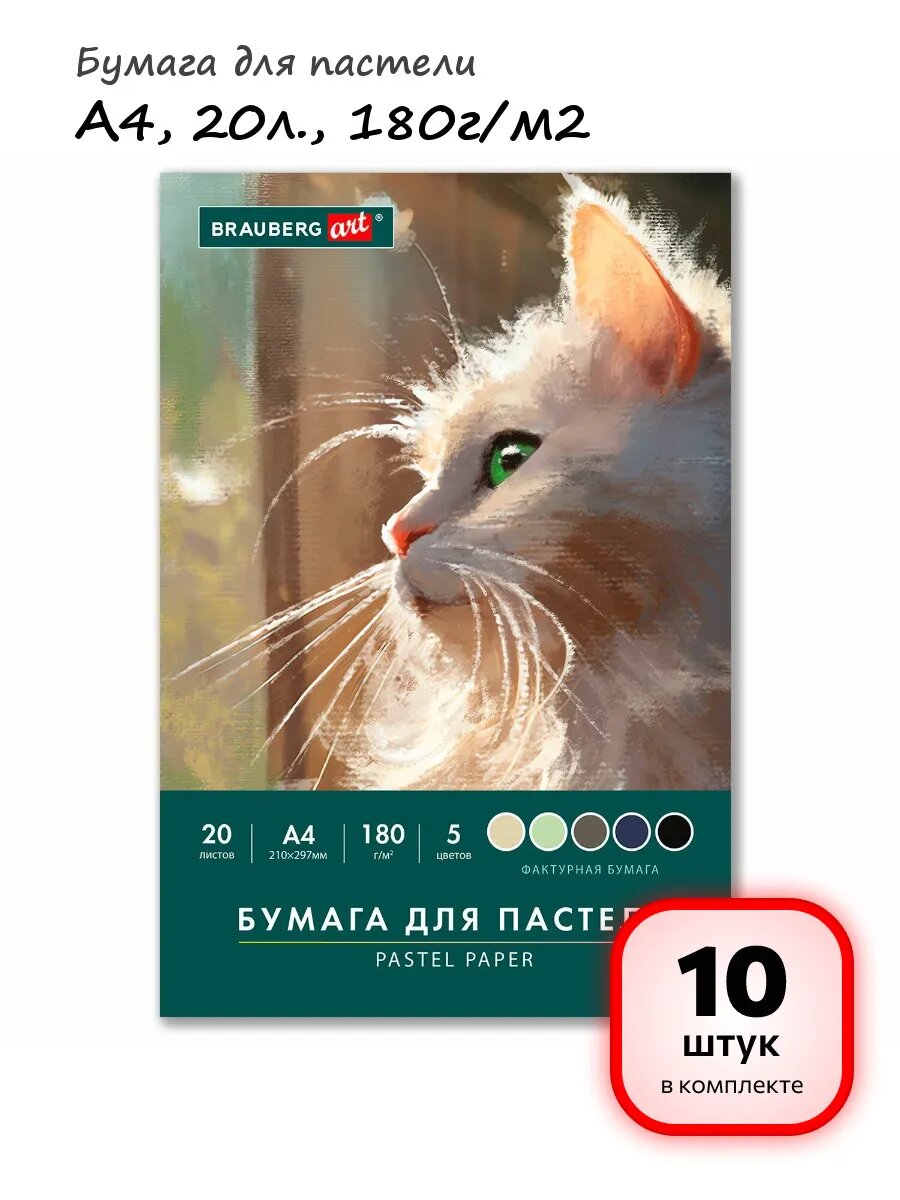(10 штук) - Бумага для пастели А4, 20л. арт. 116345