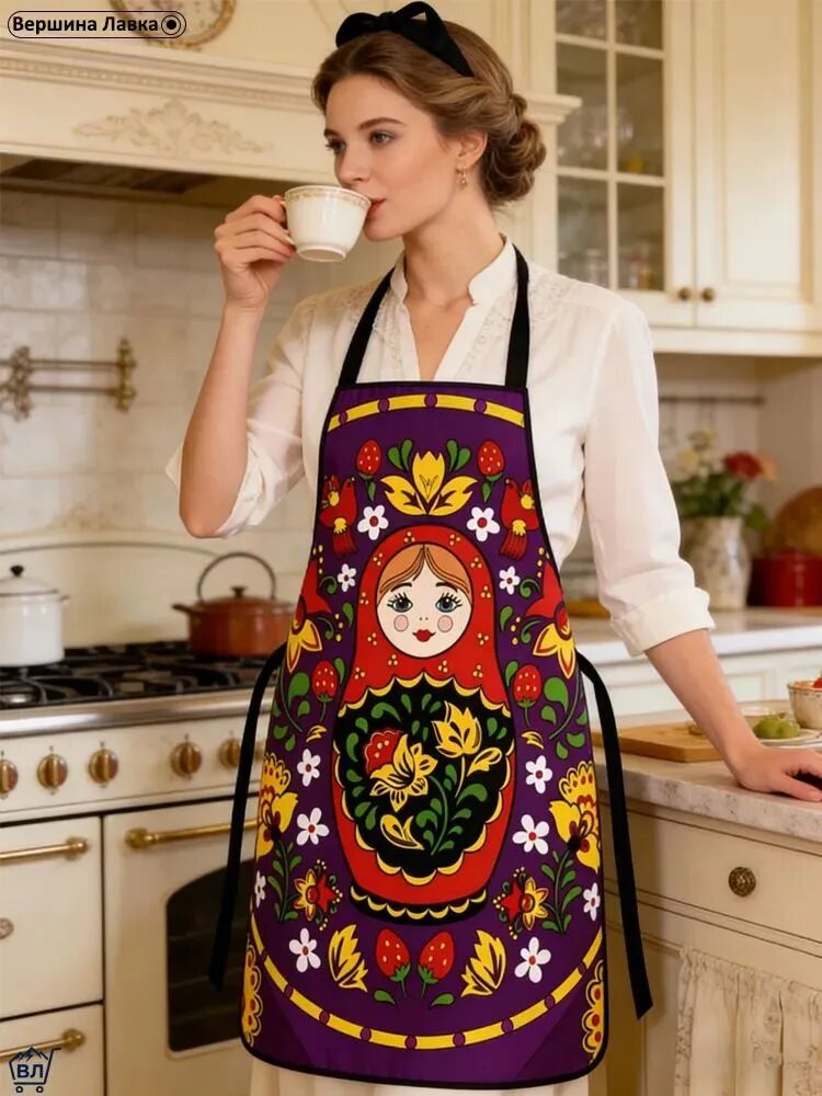 Фартук кухонный 1шт, Узор матрёшки-K