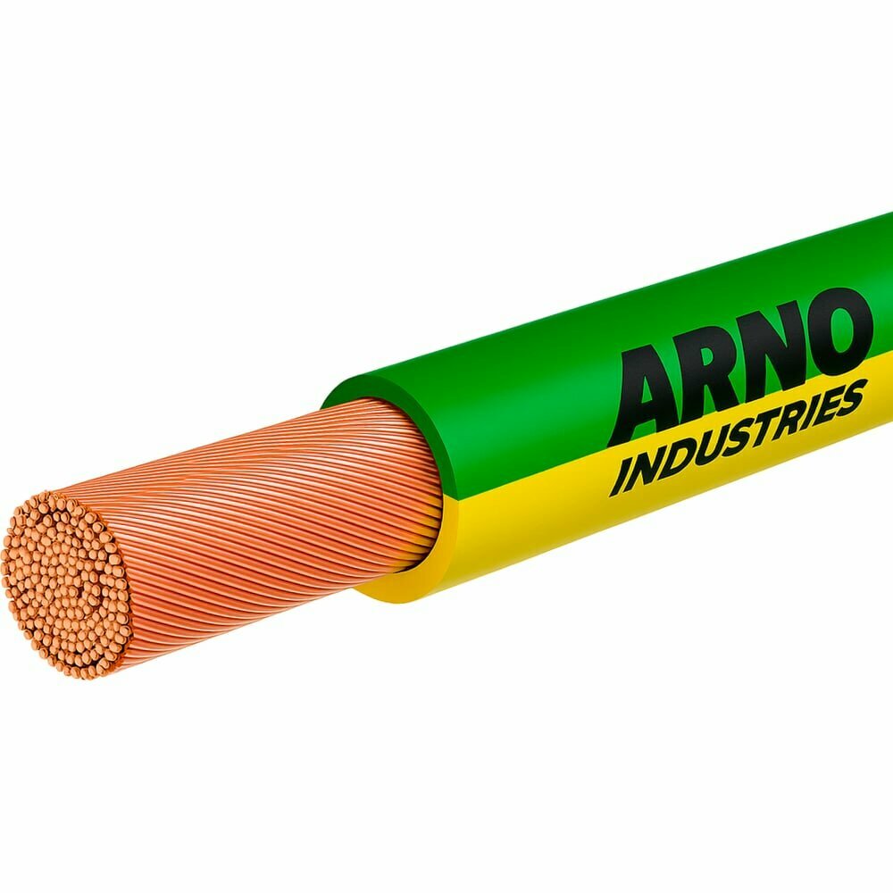Провод силовой ARNO INDUSTRIES медный, 100м, ПуГВнг(А)-LS 1х2.5 желто-зеленый, гибкий, LS низкое дымо-газовыделение, для проводки ТРТС 2490751