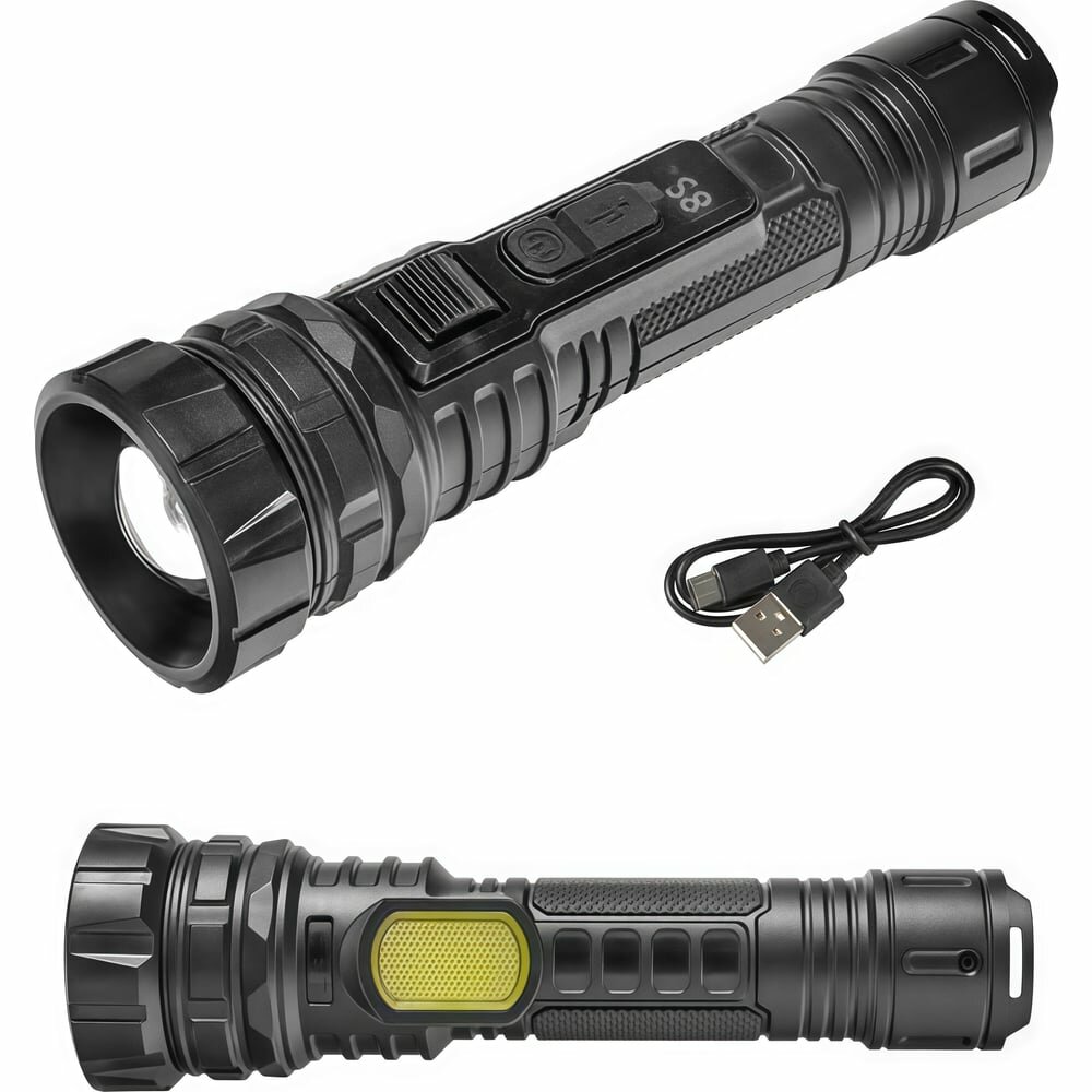 Фонарь аккумуляторный Focusray 1347 акб18650 1200 mAh , ZOOM, 200 люмен, Жк дисплей, USB кабель 890606