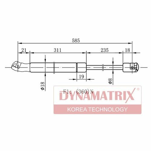 Амортизатор багажника Dynamatrix-Korea DGS7629LR для VW Golf III, Polo