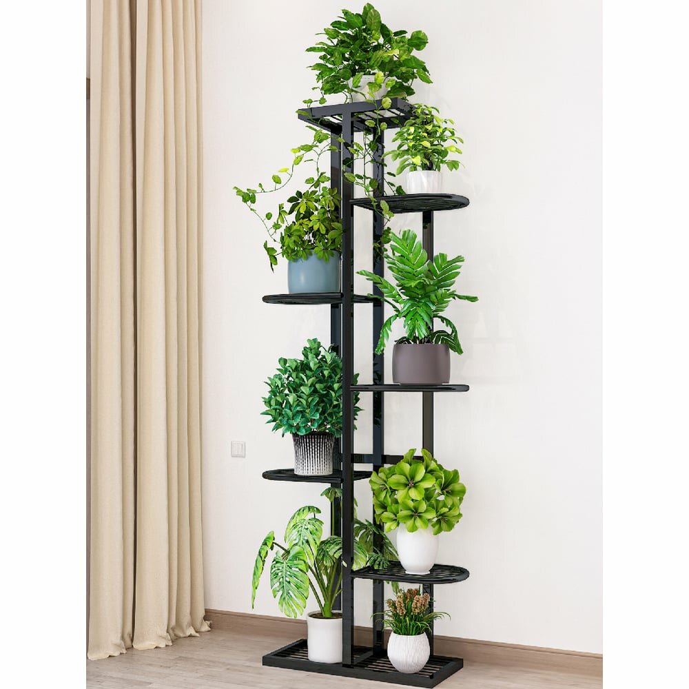 Напольная подставка для цветов 8 мест 41х22х126 см графит GARDEN SHOW 266387