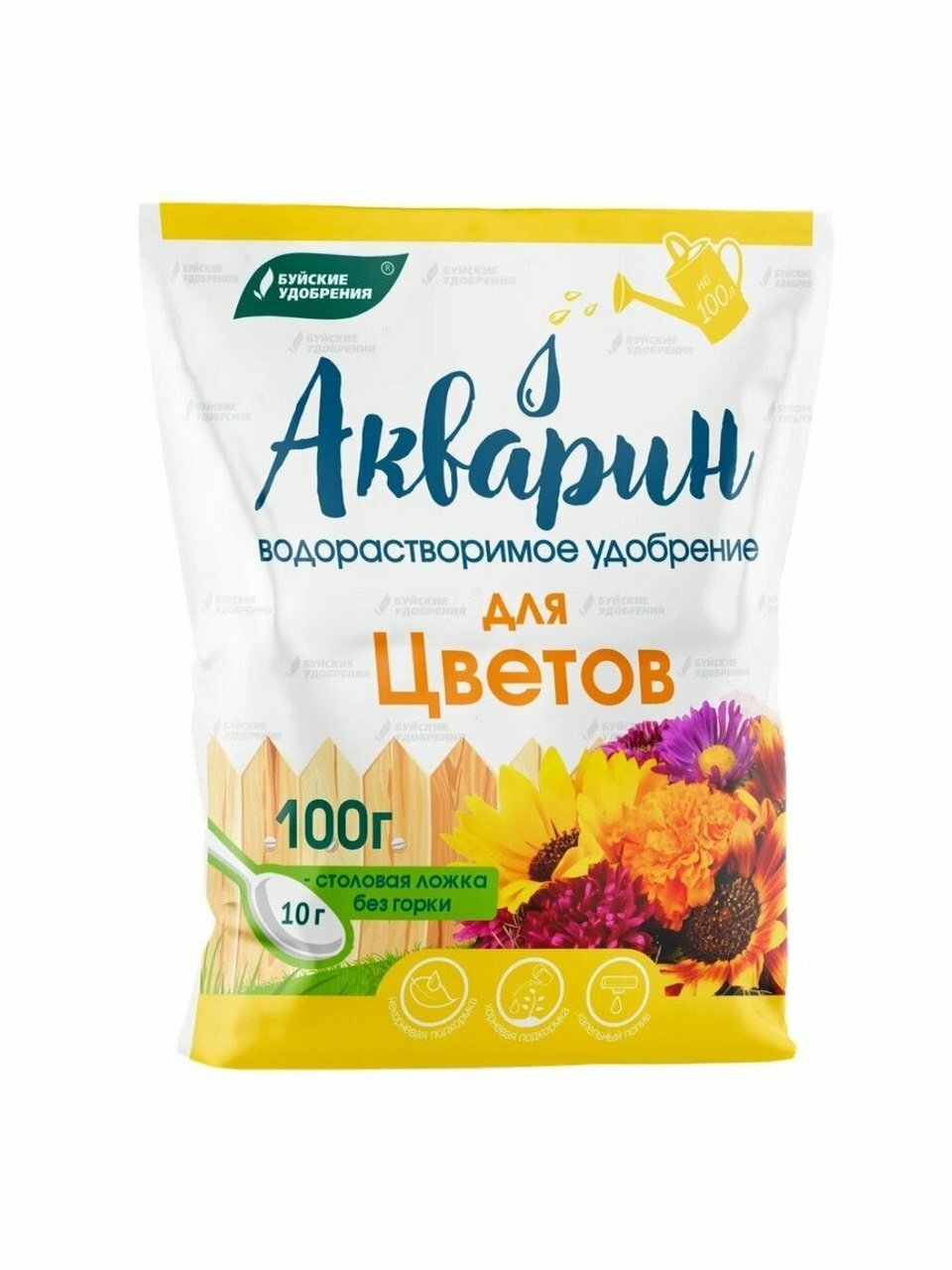 Удобрение Акварин для цветов 100 г от Буйского химического завода — эффективная минеральная подкормка для роста растений