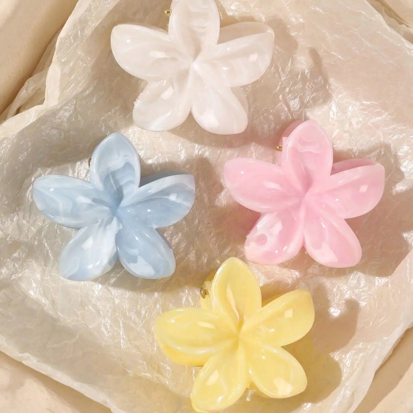 Заколки-крабы 4 шт, разноцветные, пластик 4Pcs Color D