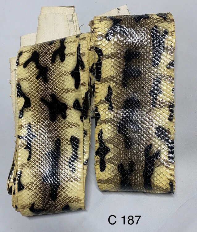 Натуральная змеиная кожа 20250627273 Желтый, 9cm x 52cm