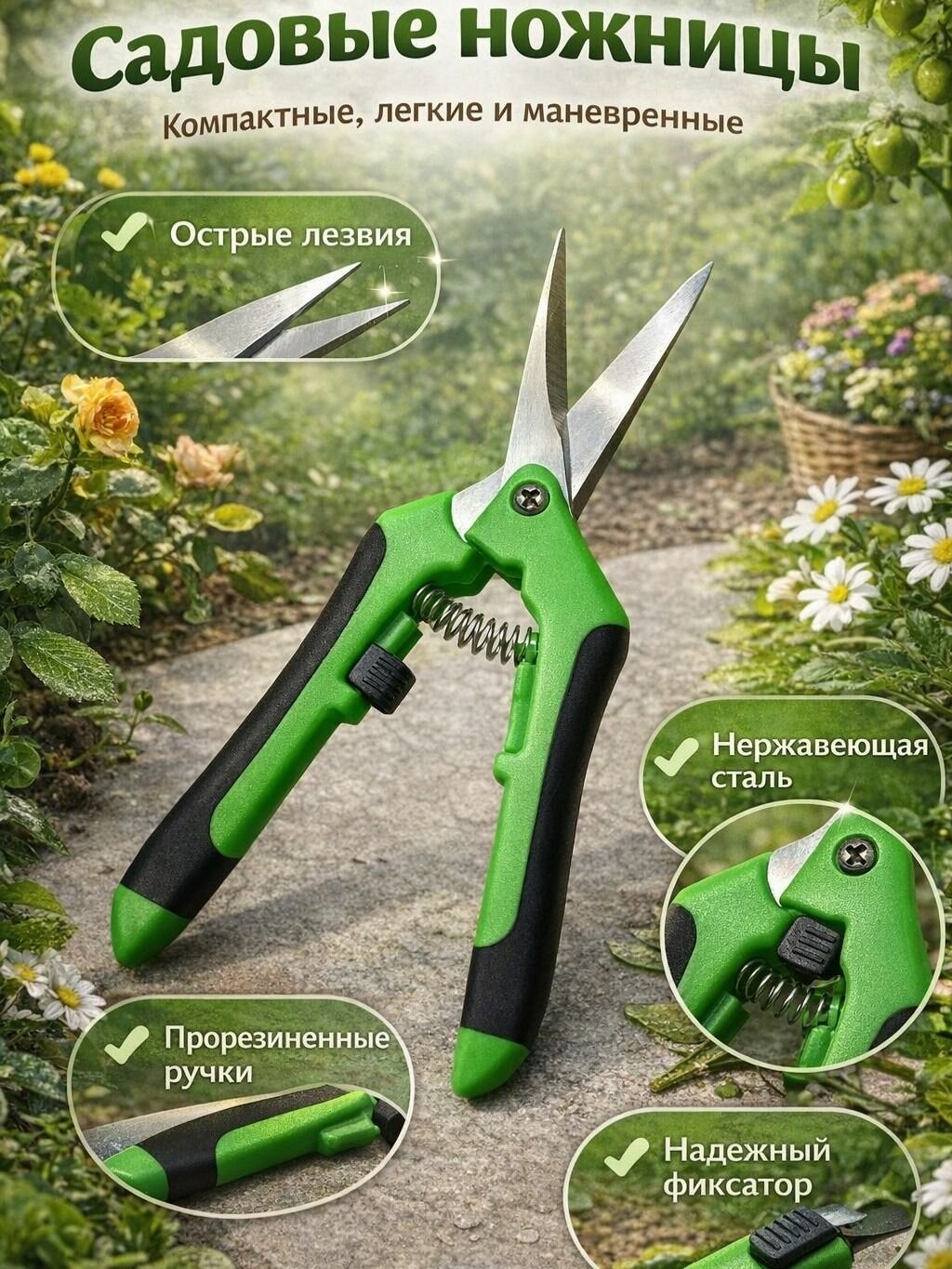 Ножницы садовые механические секатор для дачи и растений