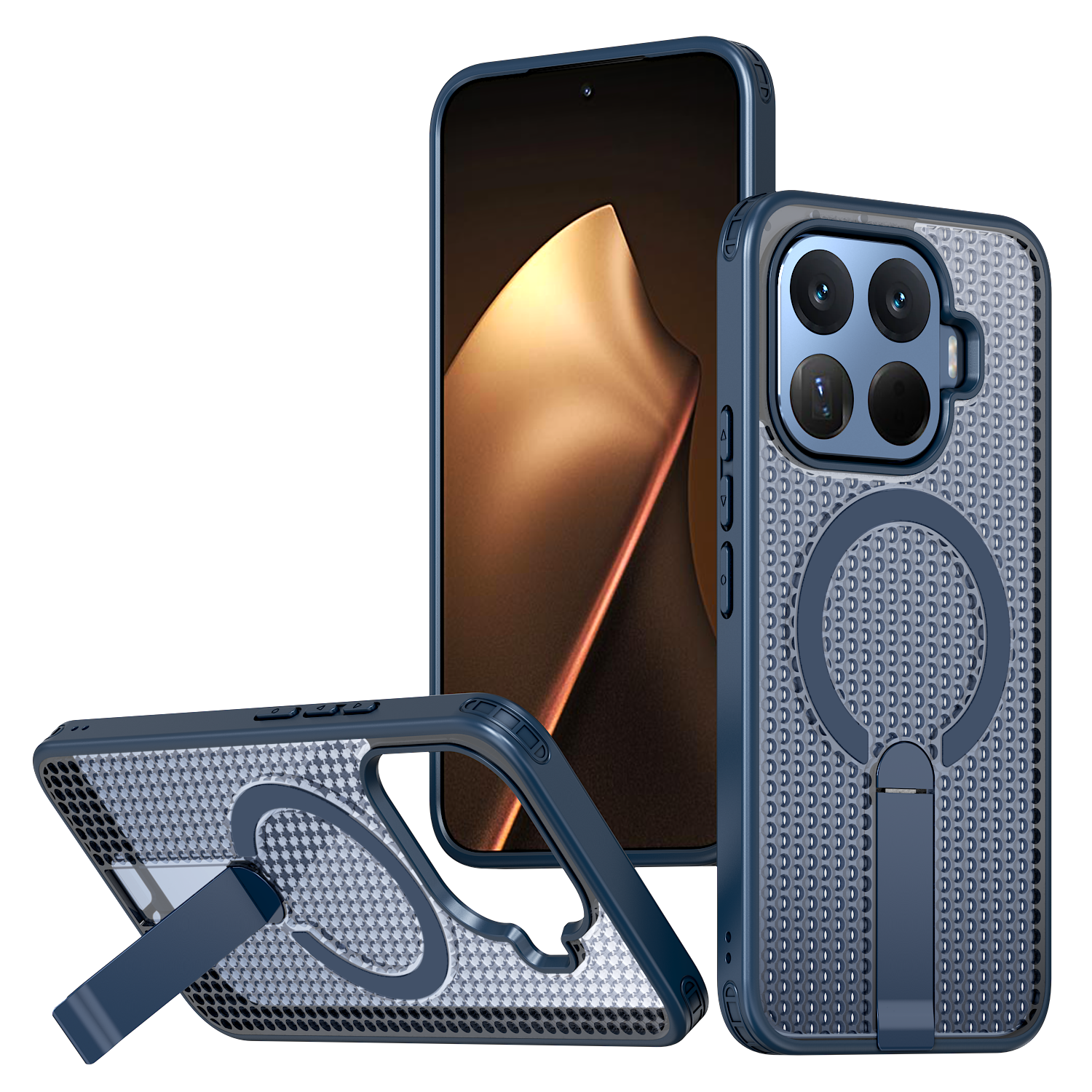 Чехол Для Xiaomi 17T Pro/Сяоми 17T Про, soft touch, чехол-кардиомонитор, защита камеры, ударопрочный, встроенная подставка, усиленные углы, Xiaomi, Xiaomi 17T Pro, blue,