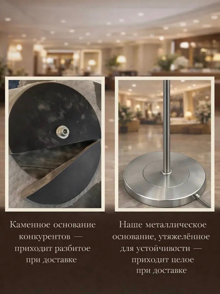 Торшер напольный хрустальный G9, серебристый, 9 ламп, 170 см, диаметр 50 см — фото 1