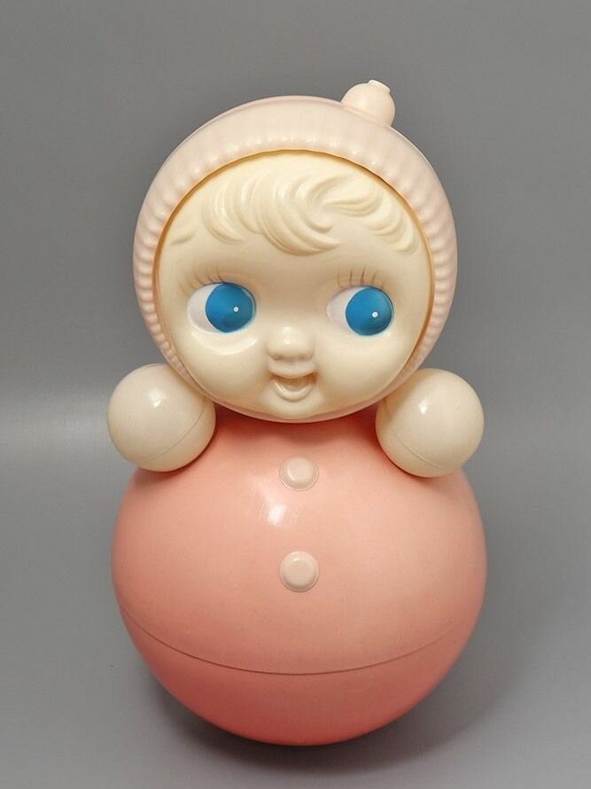 Винтажная советская игрушка "Неваляшка (Ванька-встанька)", пластмасса, 1980-е годы, СССР