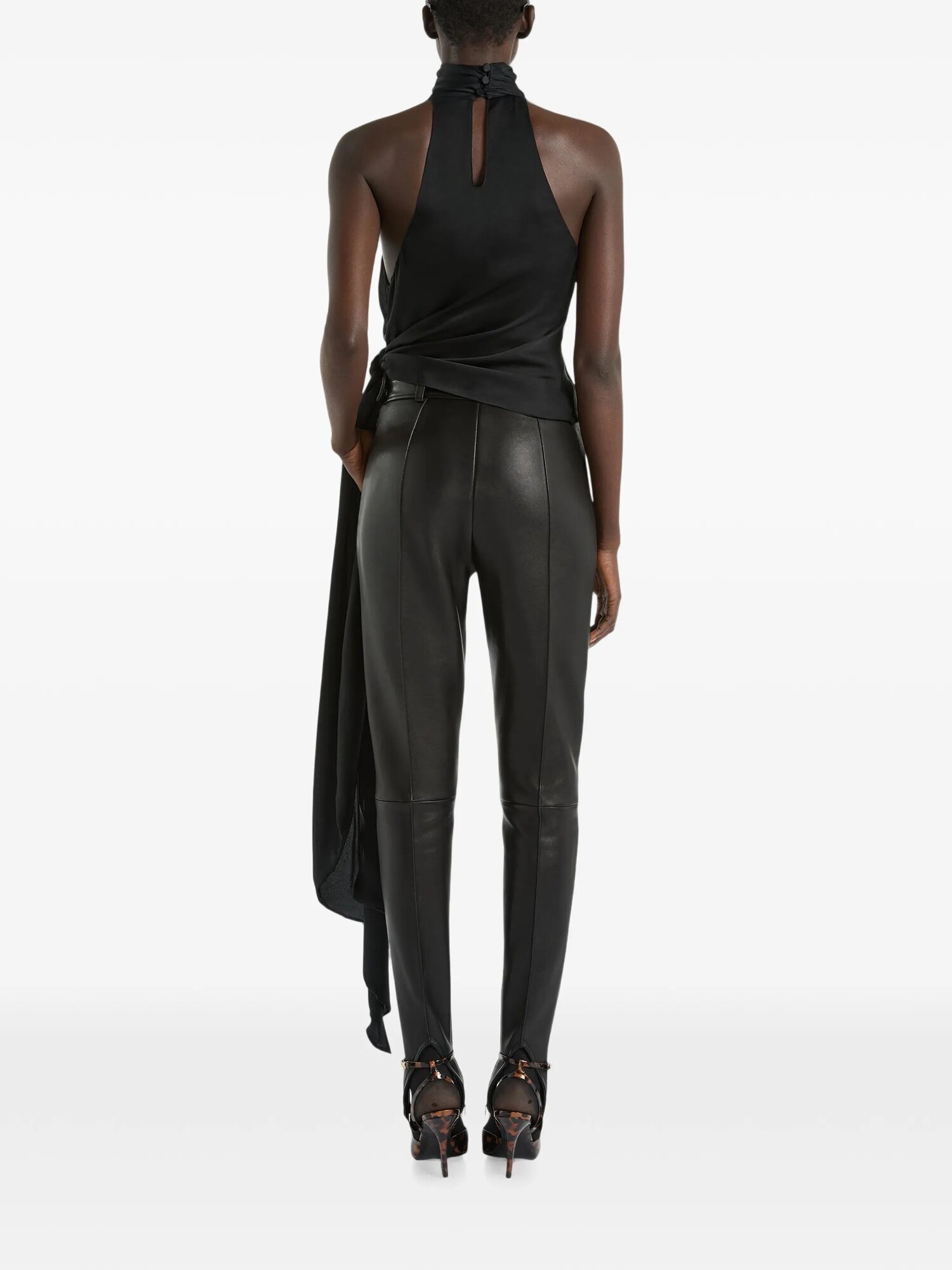 Топ BALMAIN Open-back silk-chiffon top, размер 34, черный — фото 1