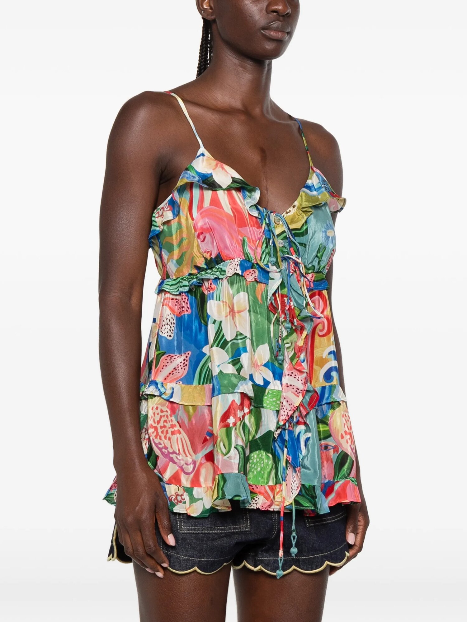 Топ FARM RIO Ruffled floral-print top, размер 44-46 — фото 1