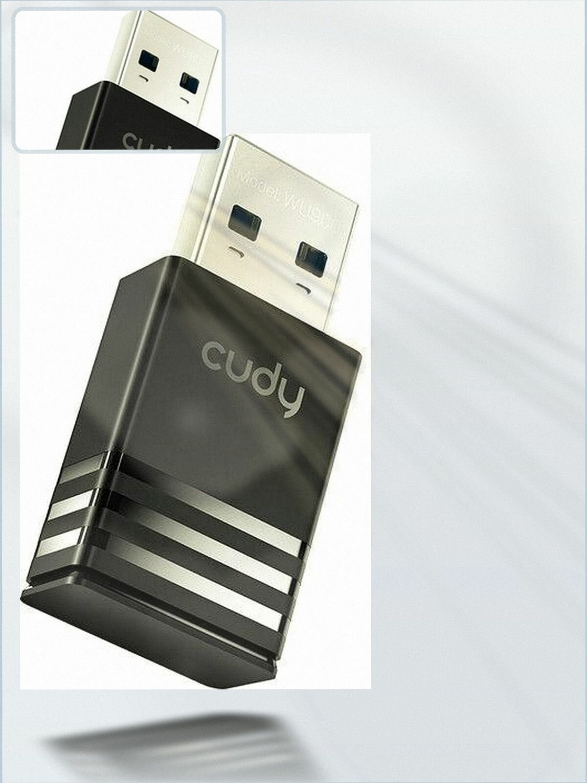Cudy WU900 USB Wi Fi 6 (AX900) адаптер с Bluetooth, двухдиапазонный 2.4/5 ГГц, чёрный