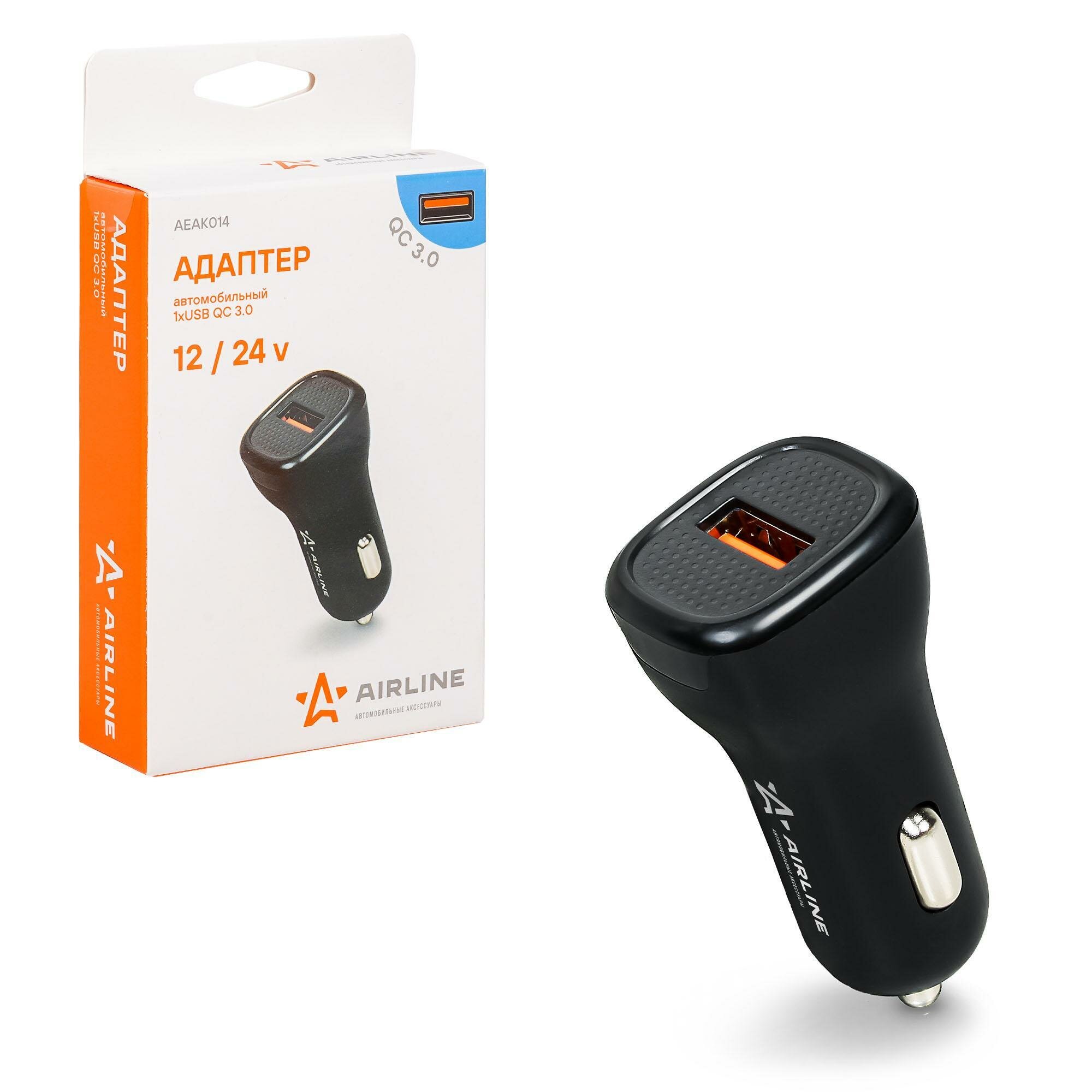 AEAK014 Адаптер автомобильный 1хUSB QC 3.0 12/24В
