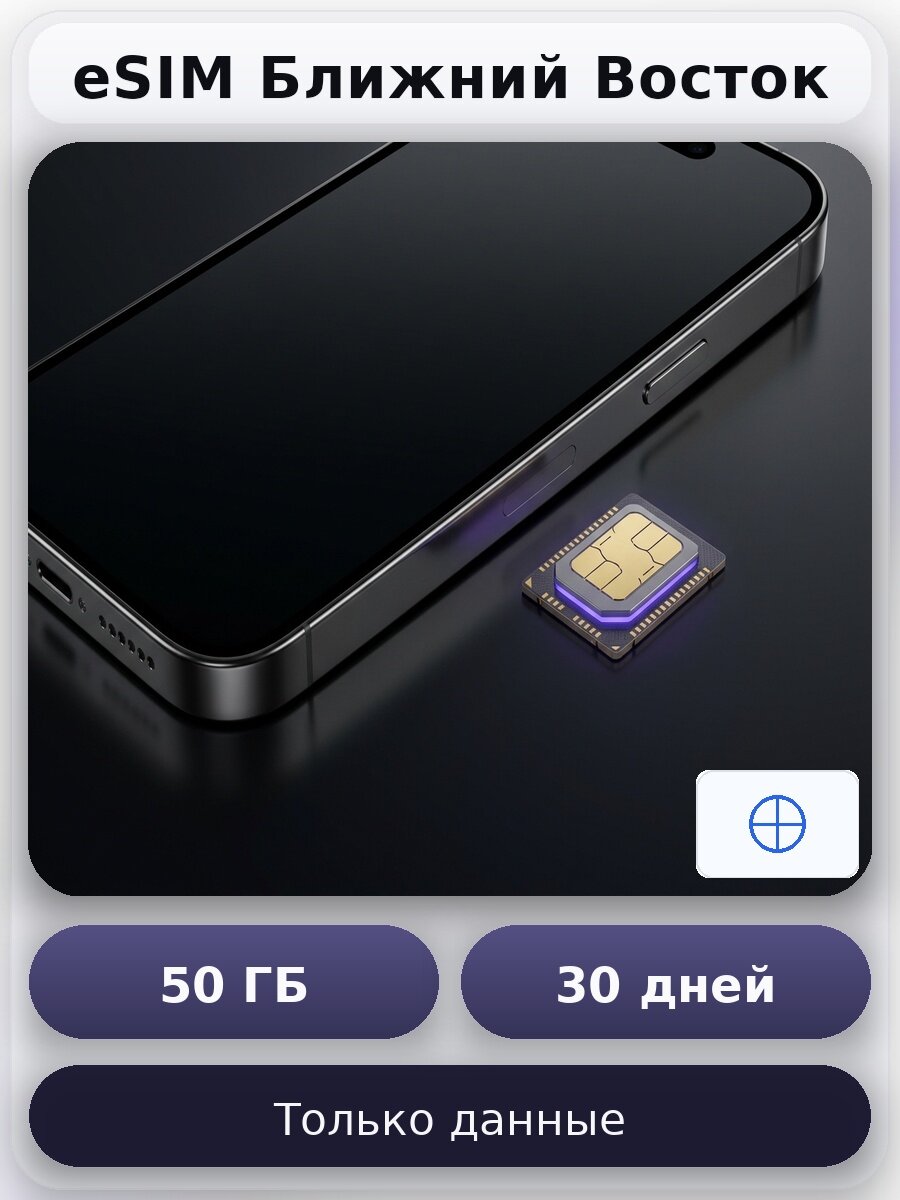 ESIM для мобильного интернета 50ГБ на 30 дней | Ближний Восток | Виртуальная СИМ-карта