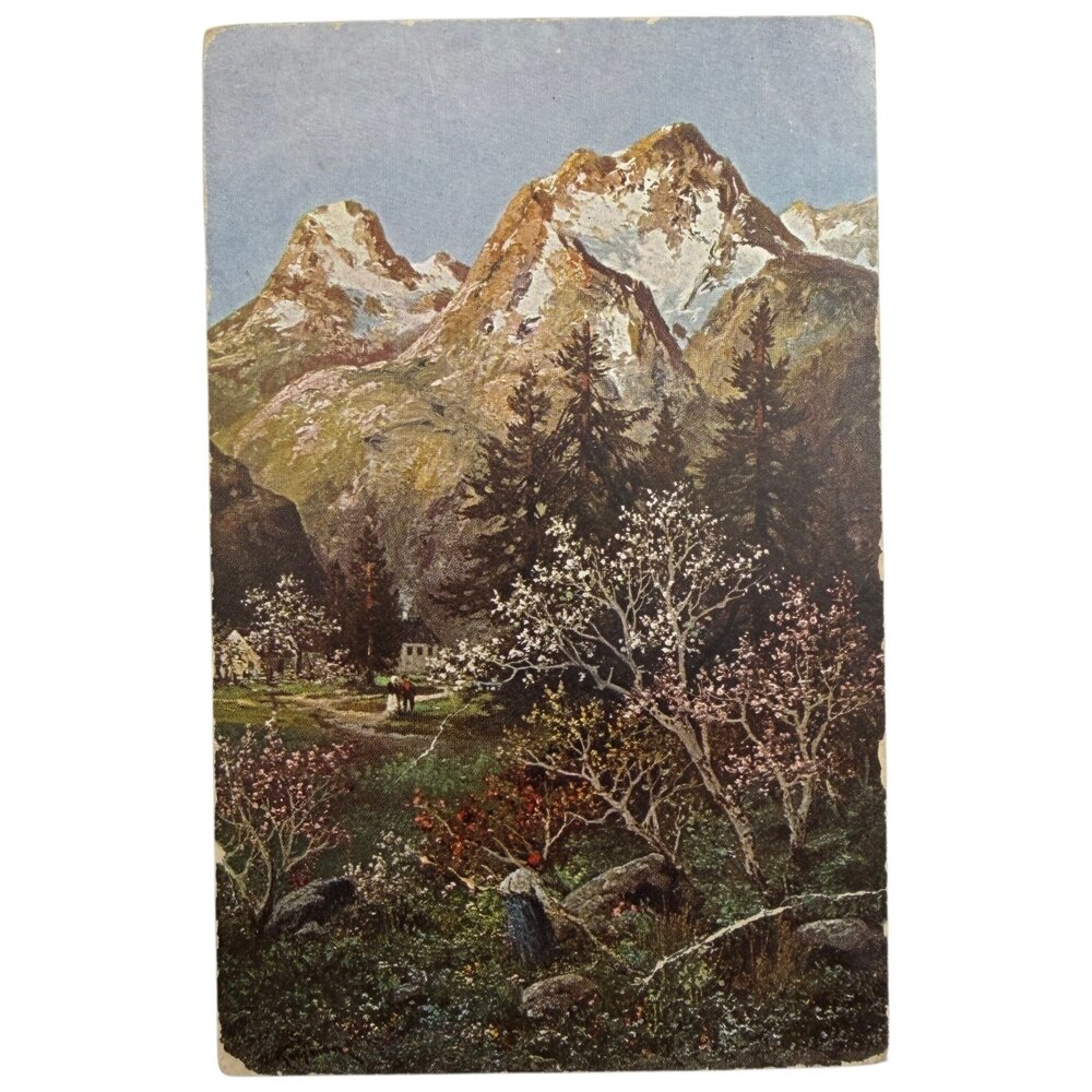 Почтовая открытка "Весна в Альпах" 1900-1915 гг. Германская Империя