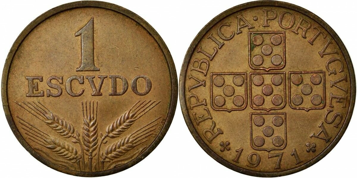 Португалия 1 эскудо, 1969 - 1979 Герб XF
