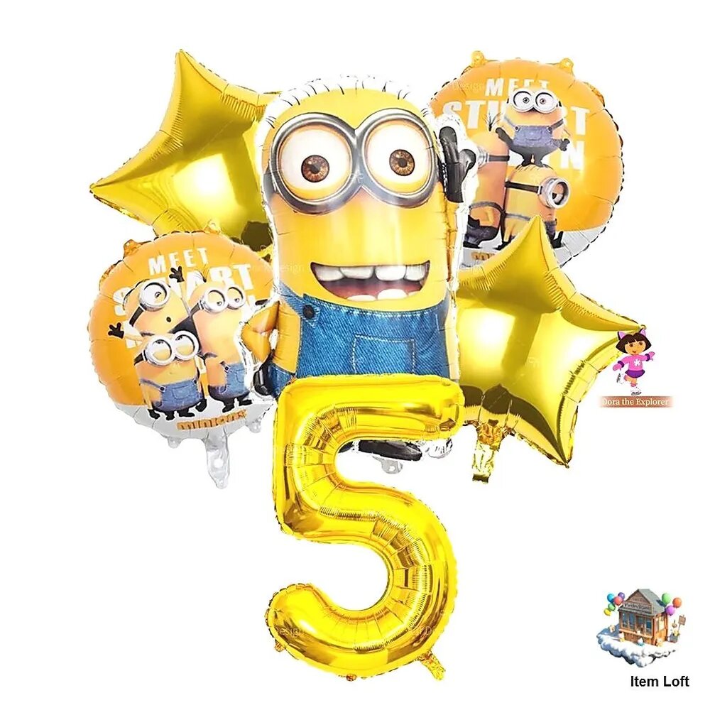 Набор воздушных шаров для дня рождения (Миньоны) (Despicable Me) с фольгированной цифрой, фигурками миньонов и латексными шарами, украшение для детской вечеринки