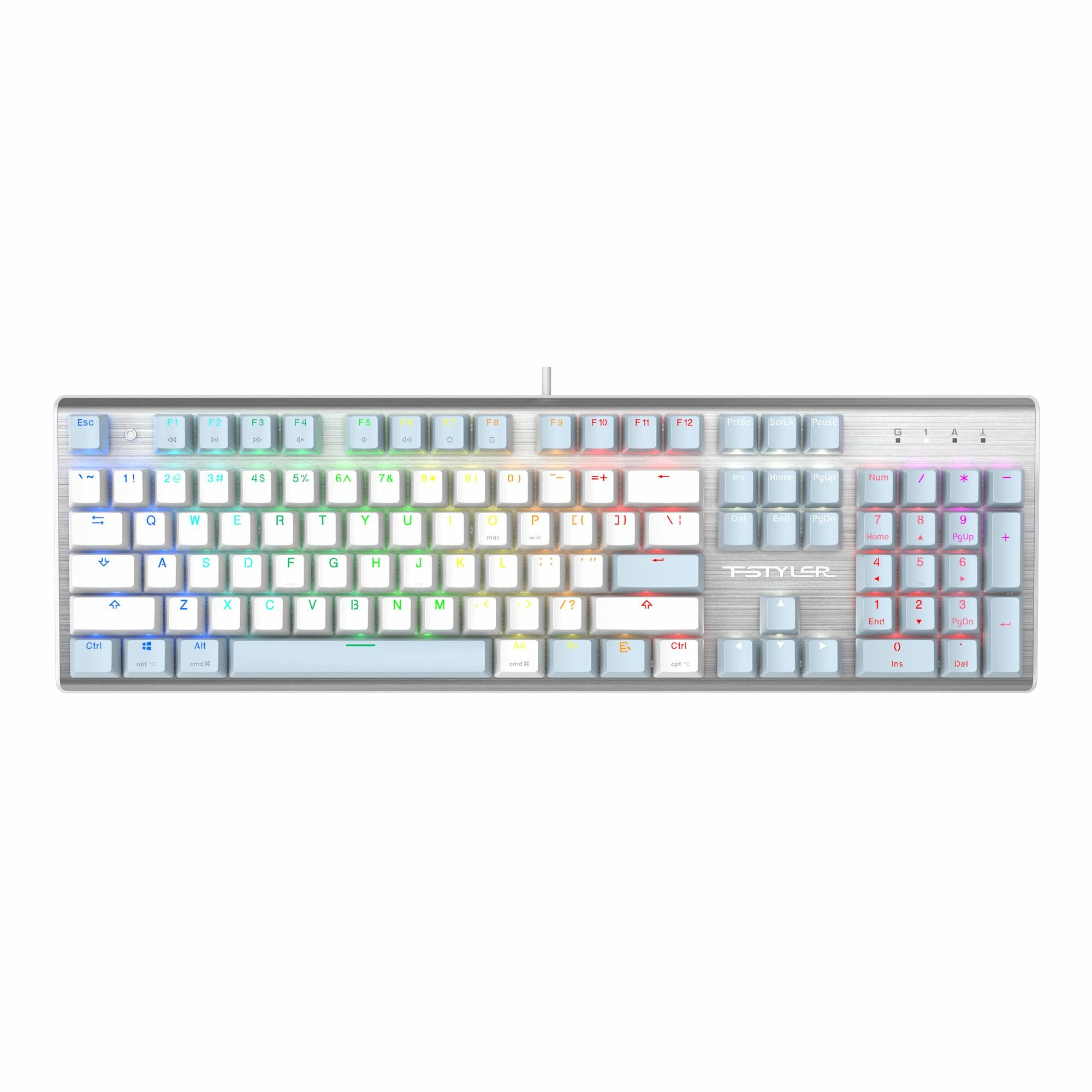 Игровая клавиатура A4Tech Fstyler FS100 Neon, механическая, синий/белый, USB