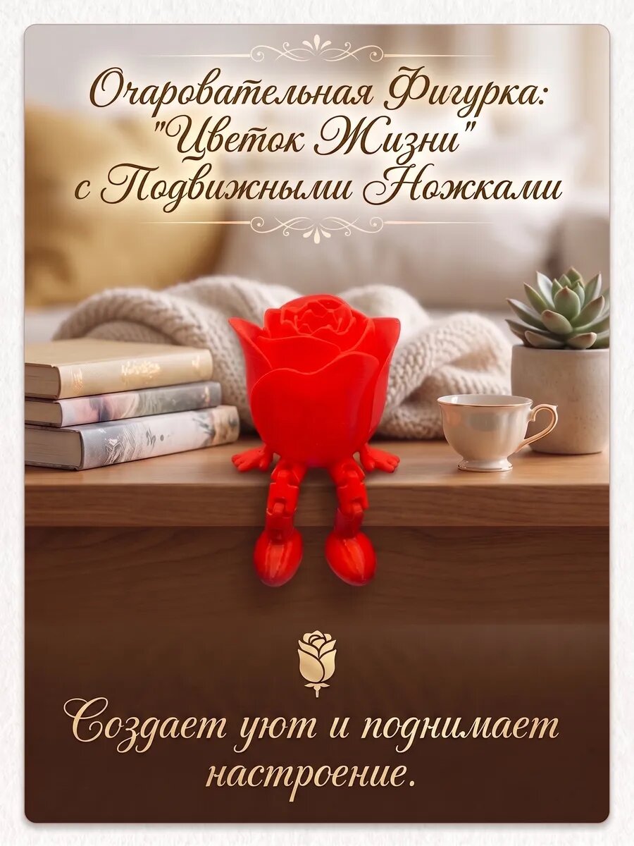 Роза красная 3Д подарок