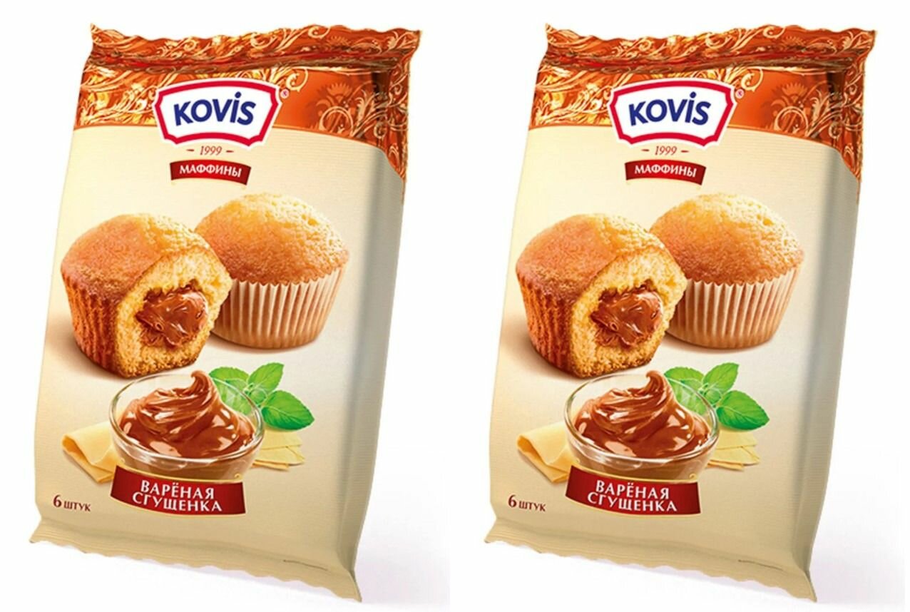 Kovis Мини-маффины с кремом вар. Сгущенка, 200 гр, 2 уп