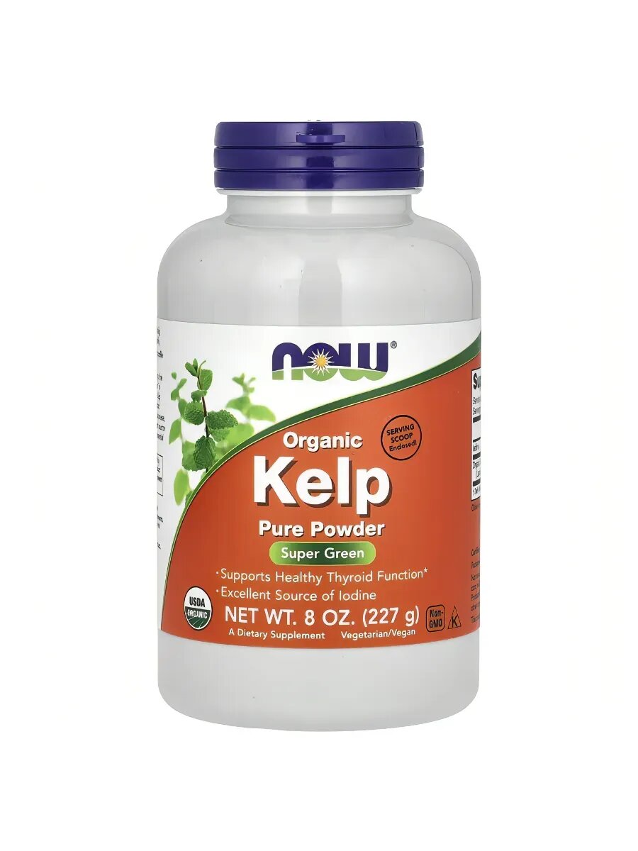 Келп органический NOW Kelp Organic Powder (227 гр) поддерживает здоровье щитовидной железы