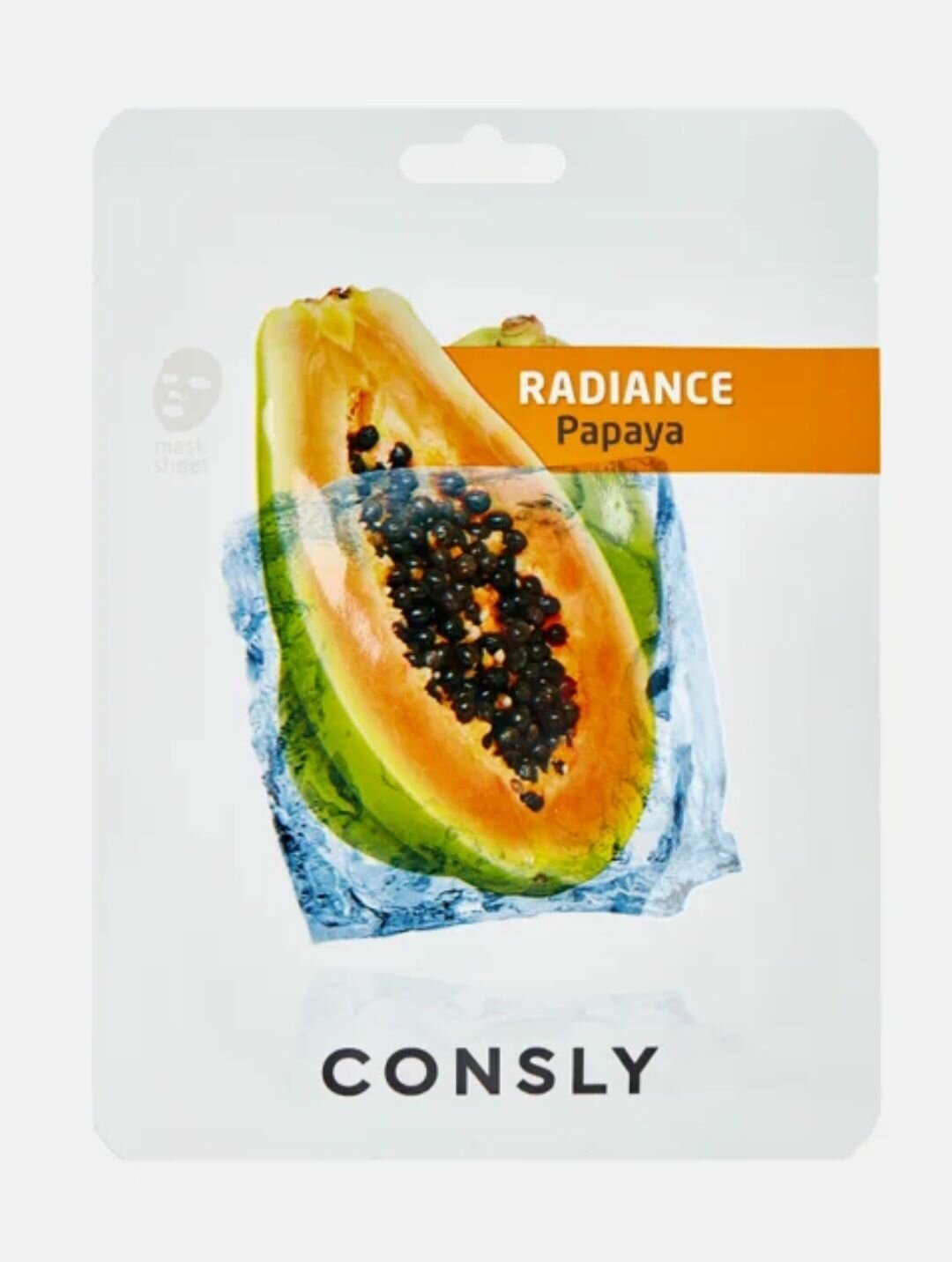 Выравнивающая тон кожи тканевая маска с экстрактом папайи CONSLY papaya radiance mask pack