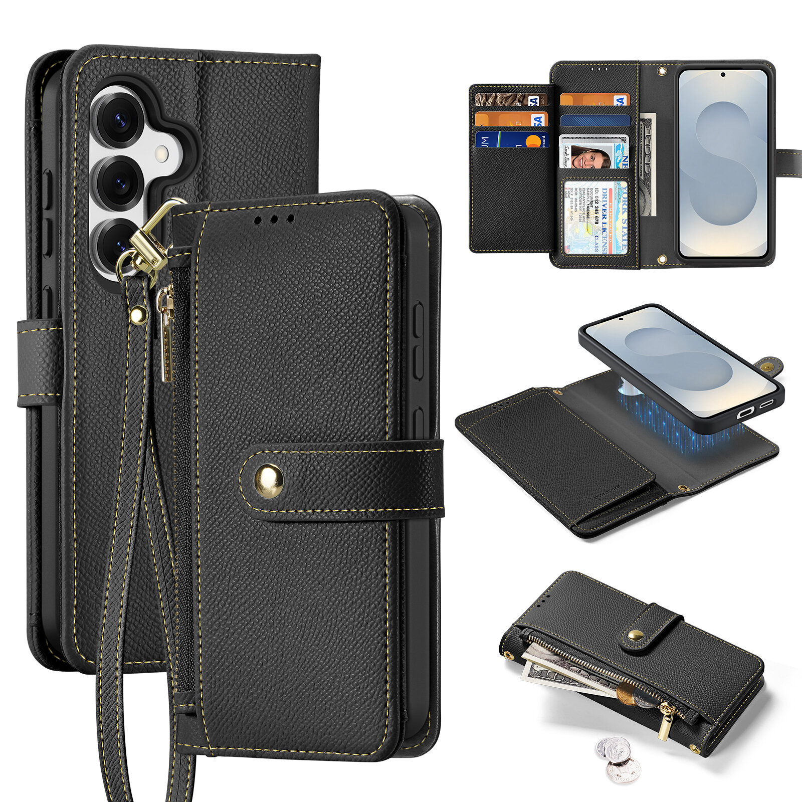 Чехол кошелек с MagSafe из TPU кожи от Dux Ducis для смартфона Samsung Galaxy S25+, серия Lawa Series Case