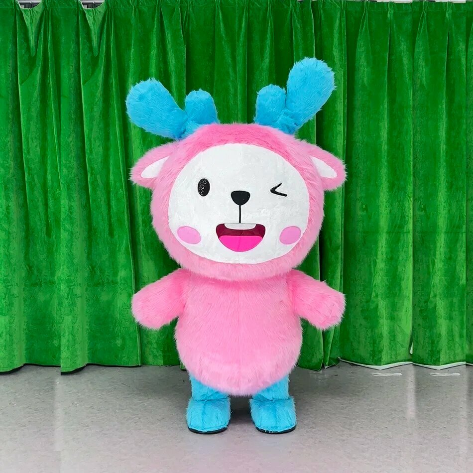 Карнавальный костюм, Ростовая кукла, mascot costume, Розовый медведь олень