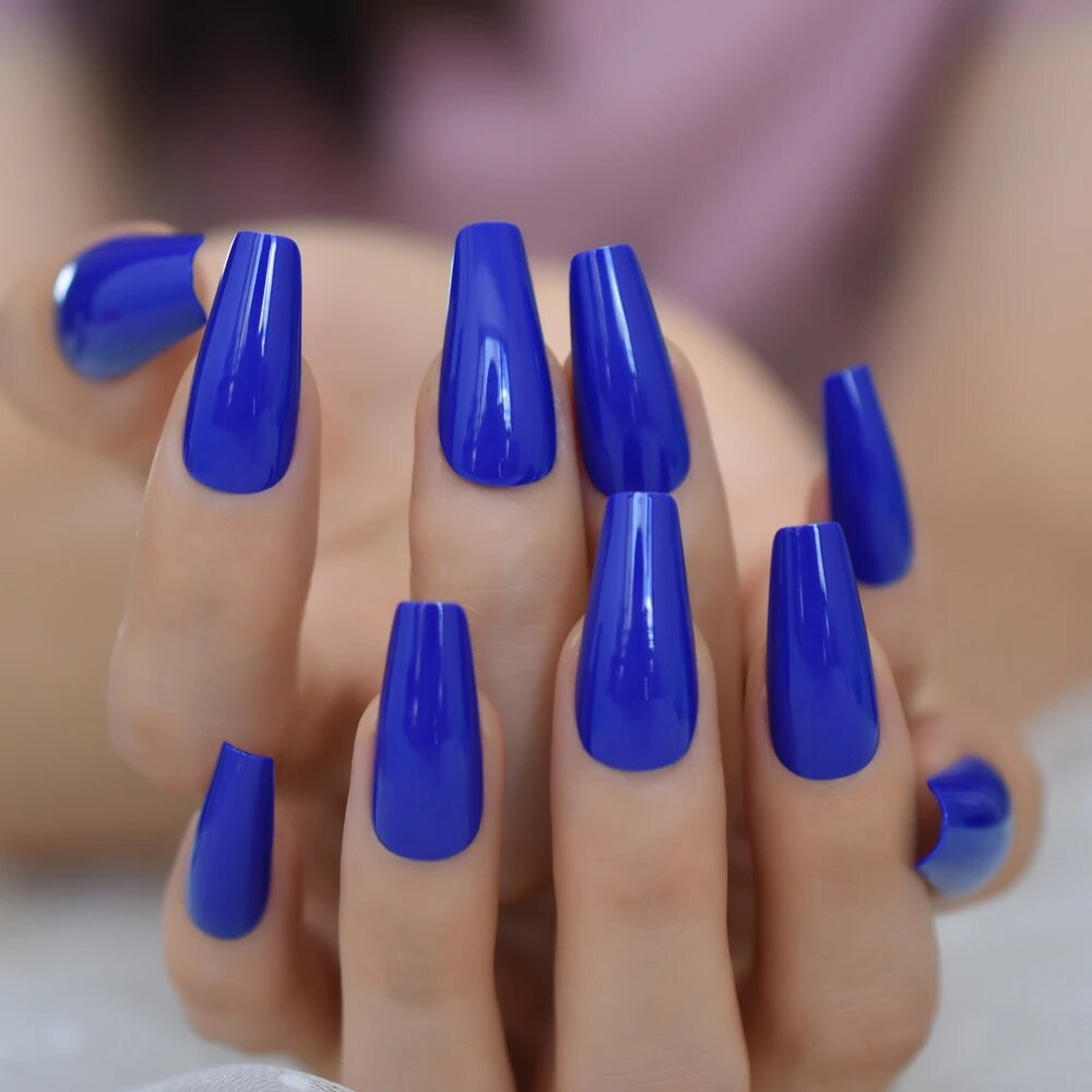 Синие акриловые ногти L5673, 24 шт.