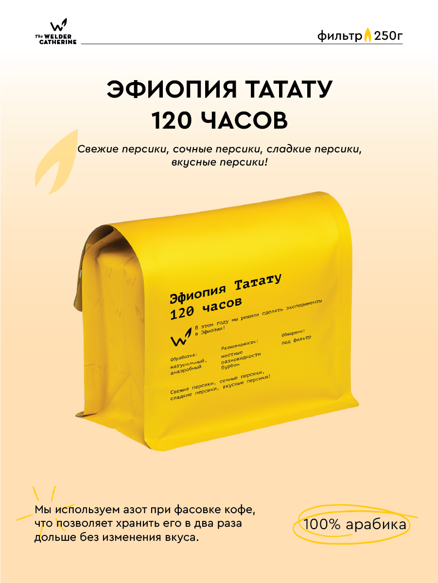 Кофе в зернах Сварщица Екатерина "Эфиопия Татату 120 часов" под фильтр-250 гр