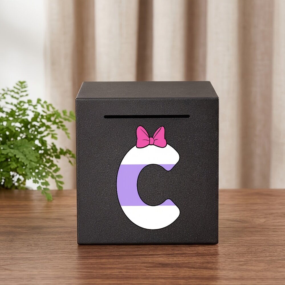 Копилка из нержавеющей стали в форме буквы C, черная, 1 шт.