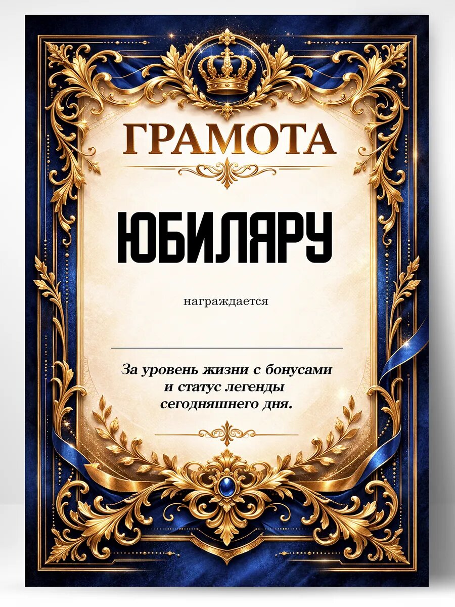 Грамота диплом в подарок - Юбиляру