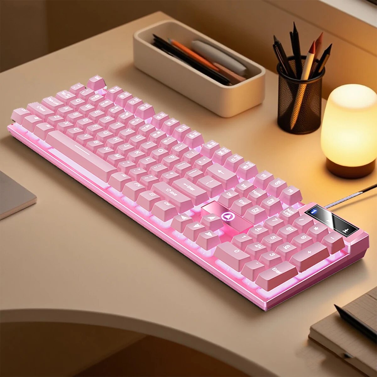 Игровая клавиатура YINDIAO K500 Pink White Light