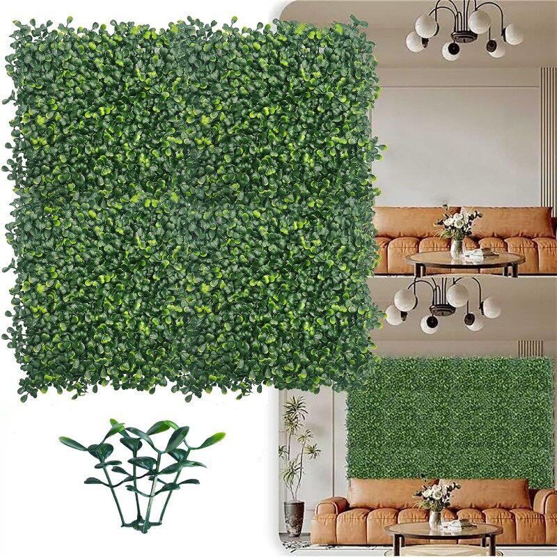 Декоративная панель из искусственной зелени 2D плоская, 10x10 дюймов, 8 шт, зеленый цвет для украшения стен и заборов внутри и снаружи