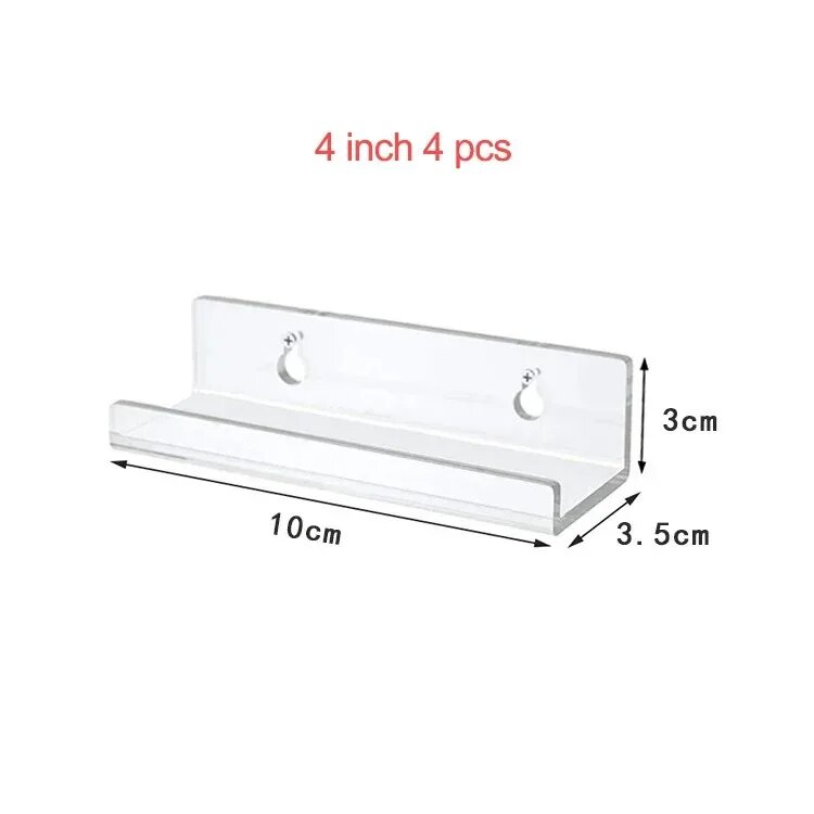 Пластиковая прозрачная полка для виниловых пластинок на стену 4 Inch 4 Pieces