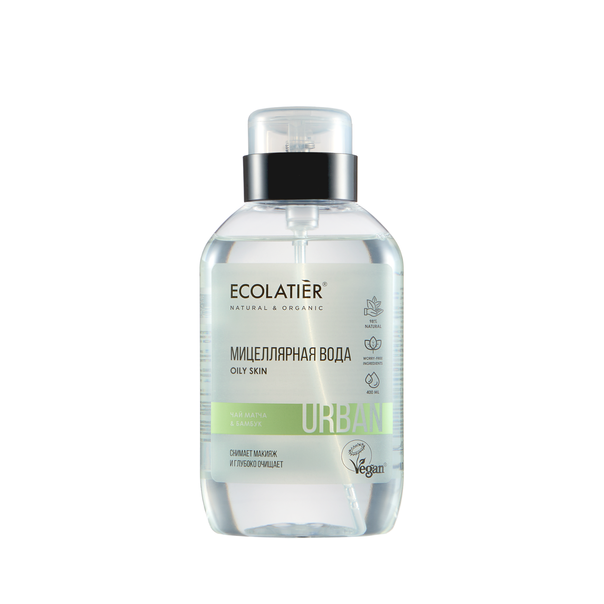 Мицеллярная вода для снятия макияжа Ecolatier с чаем матча и бамбуком, 400мл