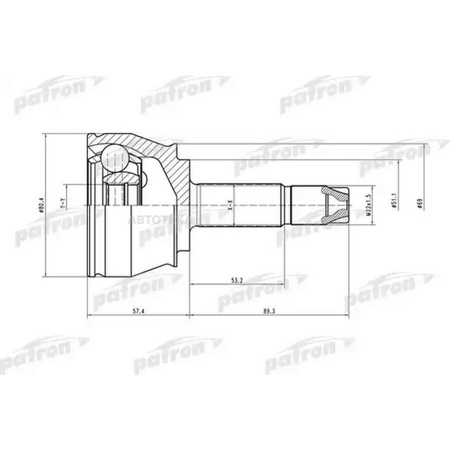 ШРУС FIAT DOBLO 1.2-1.9D 01- нар. PATRON PCV1374