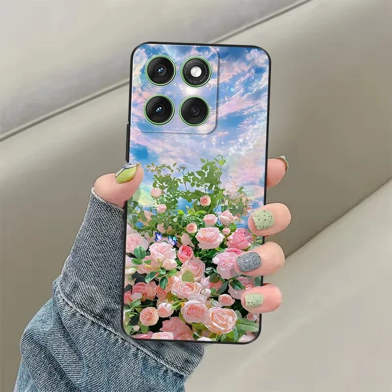 Для Motorola Moto Edge 60 60s чехол Flower Liquid Silicon Мягкий противоударный чехол из ТПУ для Moto Edge 60 Edge60 60s бампер Coque
