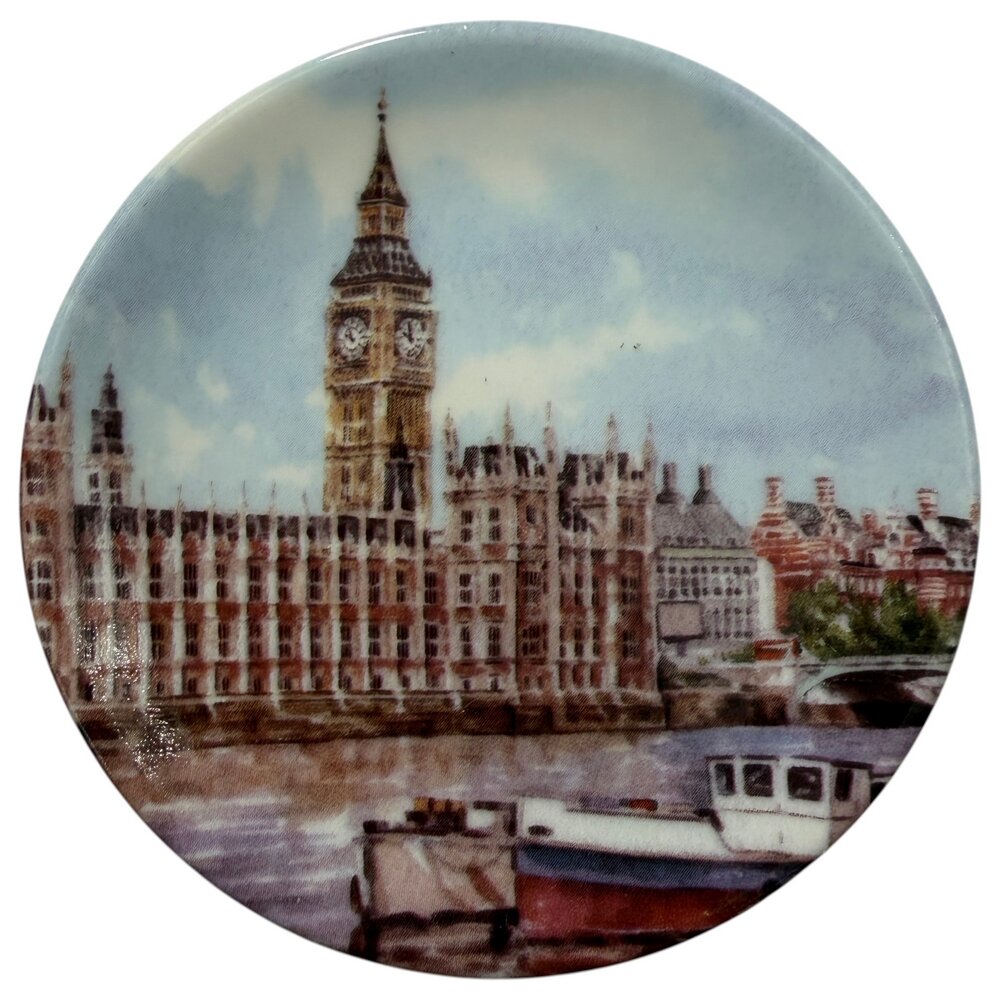 Тарелка декоративная "Темза в Вестминстере", 9.5 см, фарфор, 2003 г, Royal Worcester, Англия