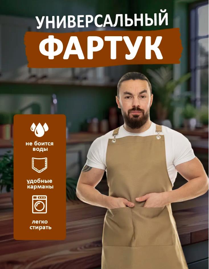 Фартук кухонный непромокаемый рабочий в подарок, шеф фартук поварской