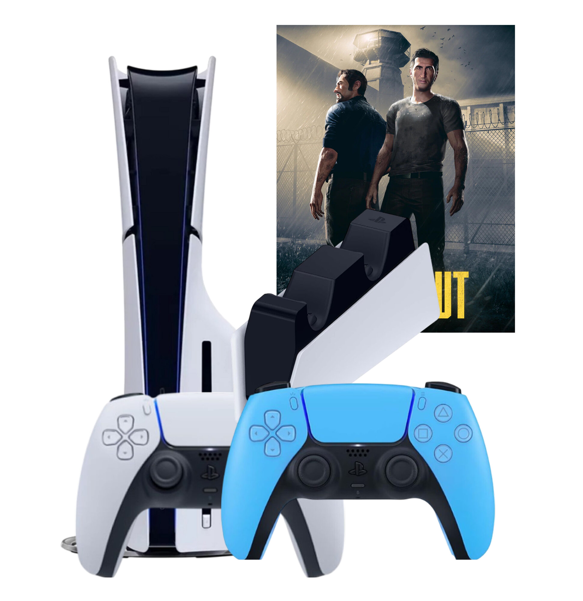 Игровая приставка PlayStation 5 Slim Disk + A Way Out+Dualsense Charging Station+DualSense PS5 DualSense PS5 Blue