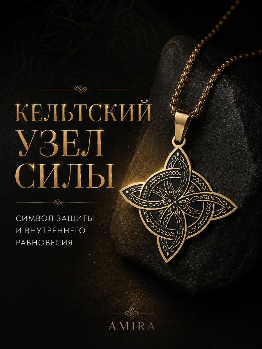 Талисман Оберег/Кельтский узел Четырёхлистник амулет силы и защиты