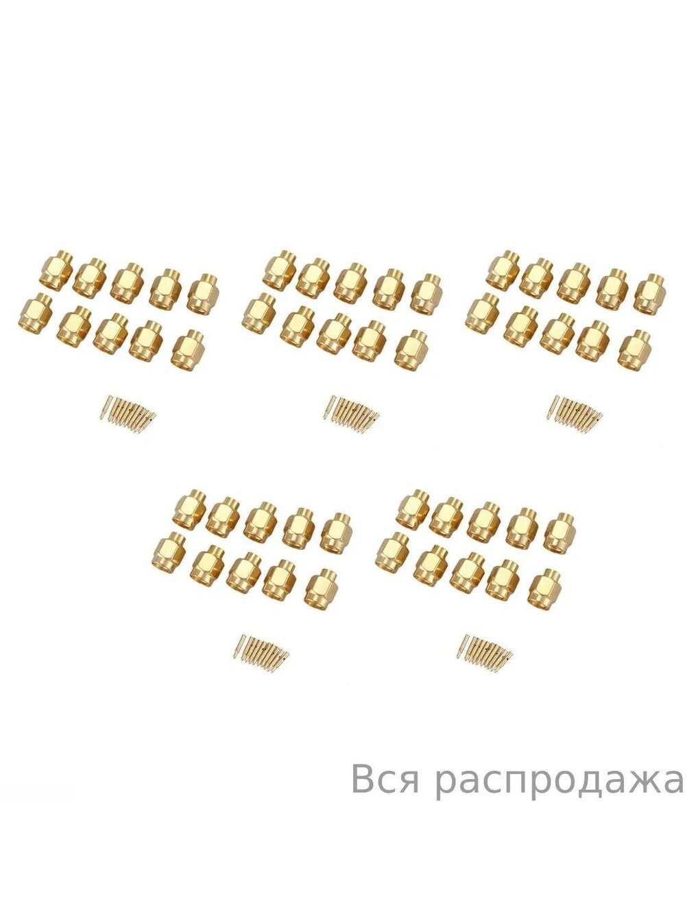 50x SMA штекер паяный коаксиальный разъем RF для полужесткого кабеля RG402 0,141 дюйма золото