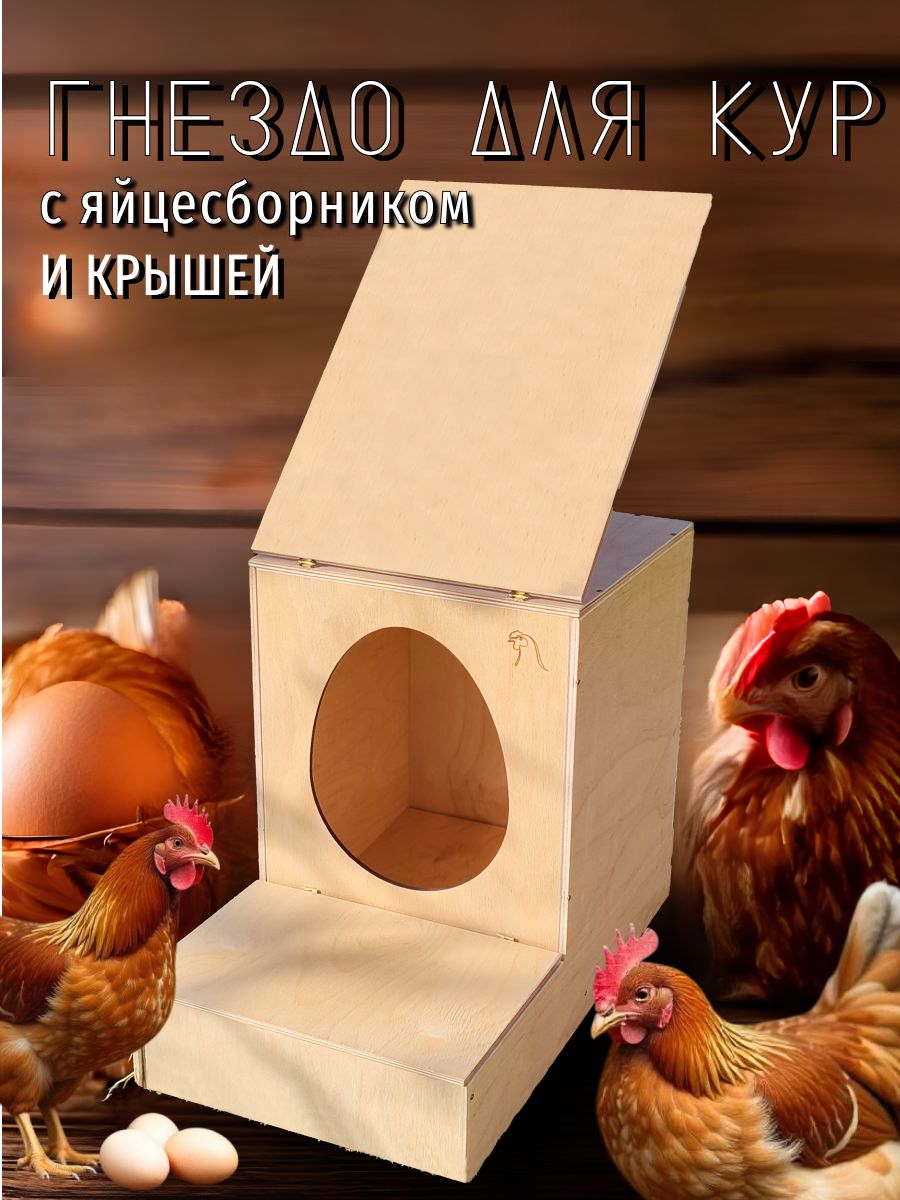 Гнездо для кур-несушек с яйцесборником и крышей