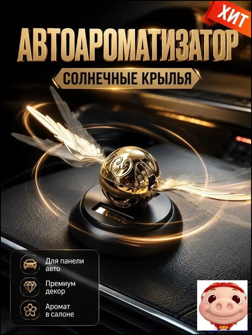 Ароматизатор автомобильный жидкий древесно-мускусный цветочно-фруктовый для торпедо золотистый ABS пластик