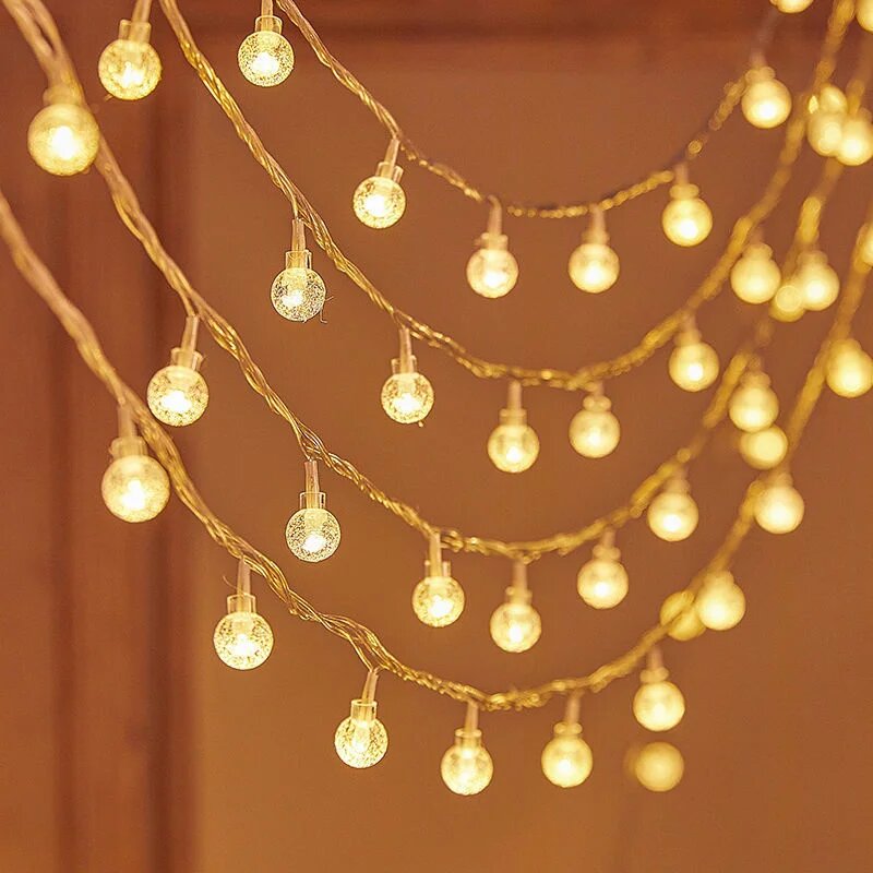 Гирлянда светодиодная шарики 10м, 80LED, Warm Light