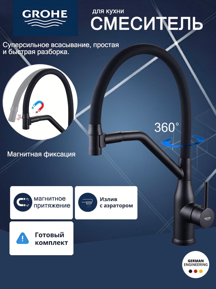Кухонные смесители Grohe с магнитными креплениями