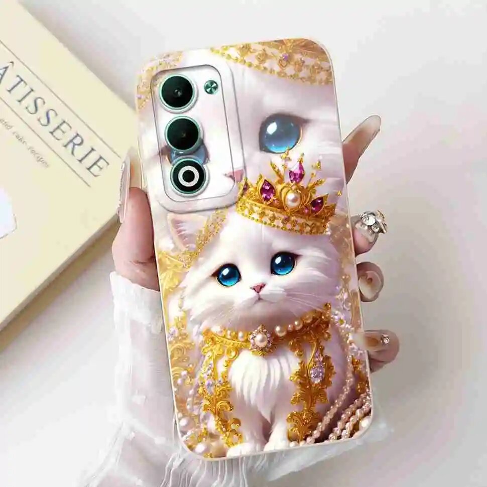 Для Oppo A5 5G CPH2735 Чехол с рисунком кота Fashion Love Мягкий силиконовый Белый, TYbai2248